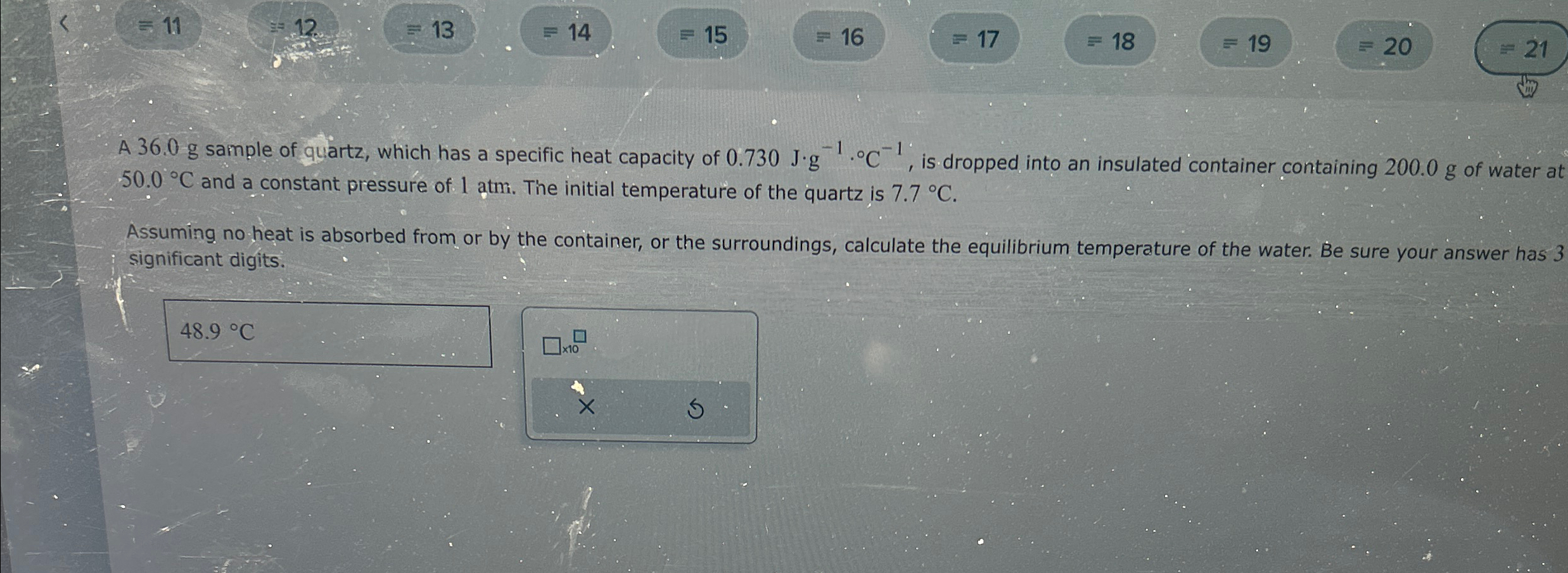 Solved A 36.0g ﻿sample of quartz, which has a specific heat | Chegg.com