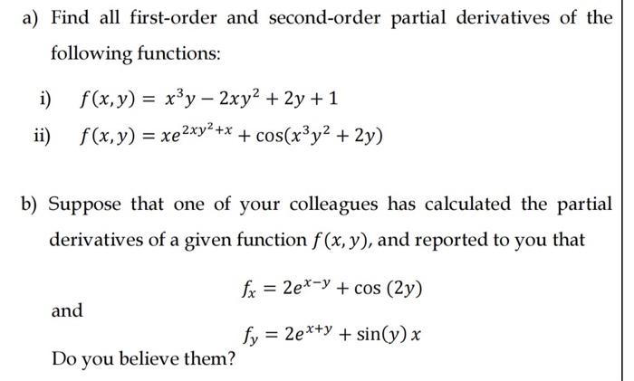 Solved Find all first-order and second-order partial | Chegg.com