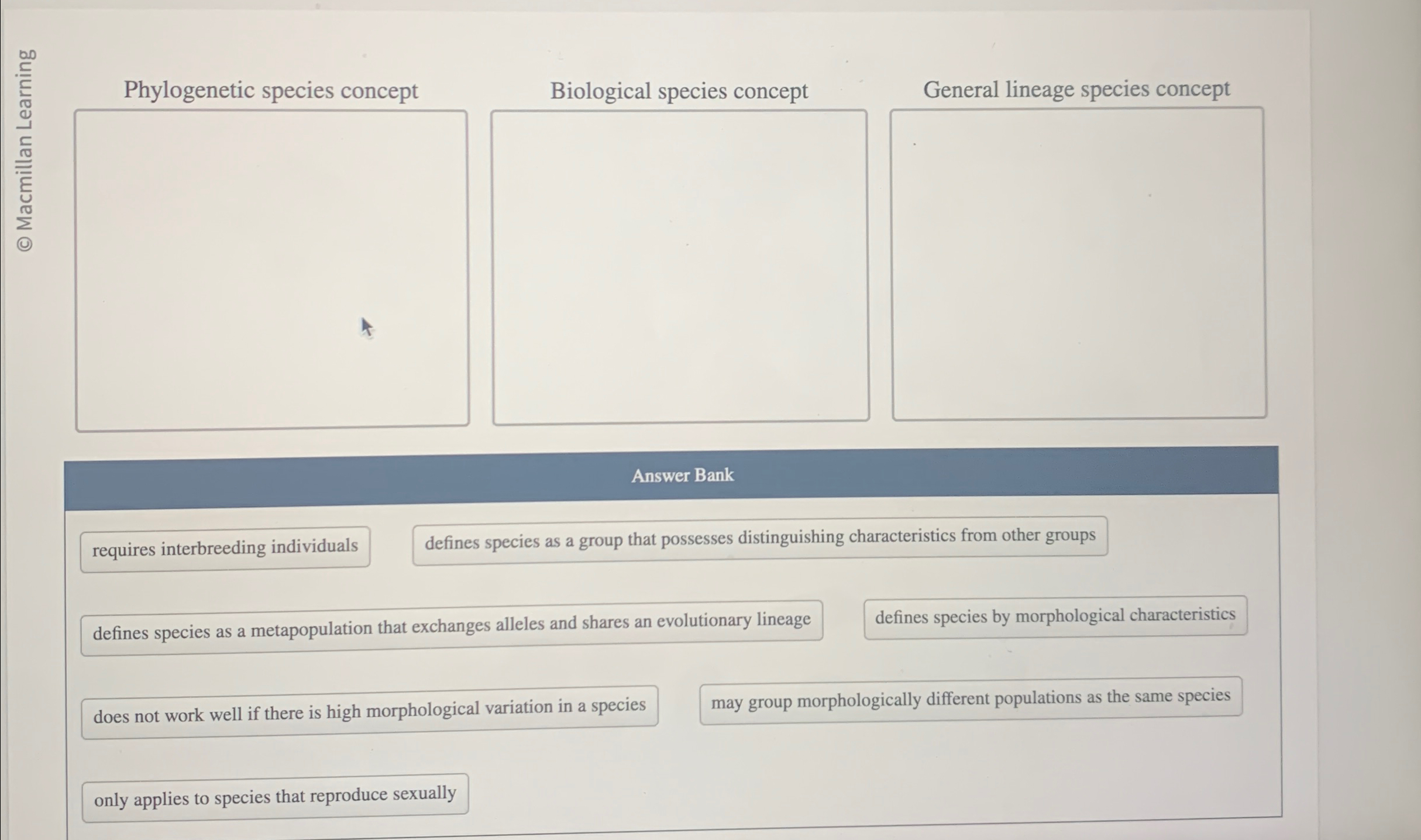 Solved Phylogenetic species conceptBiological species | Chegg.com