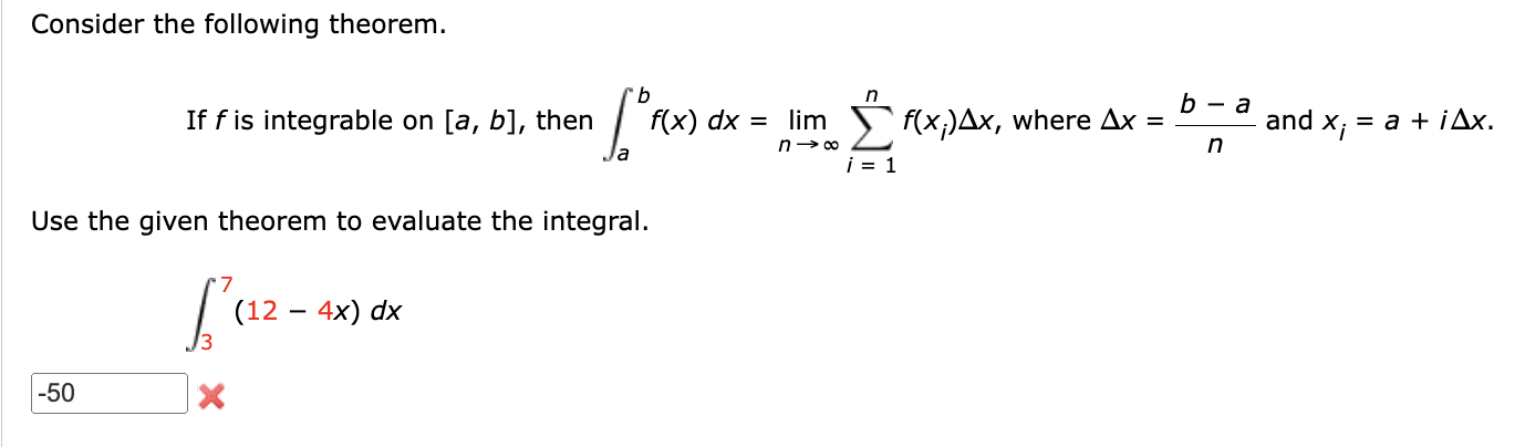 Solved Consider the following theorem.If f ﻿is integrable on | Chegg.com