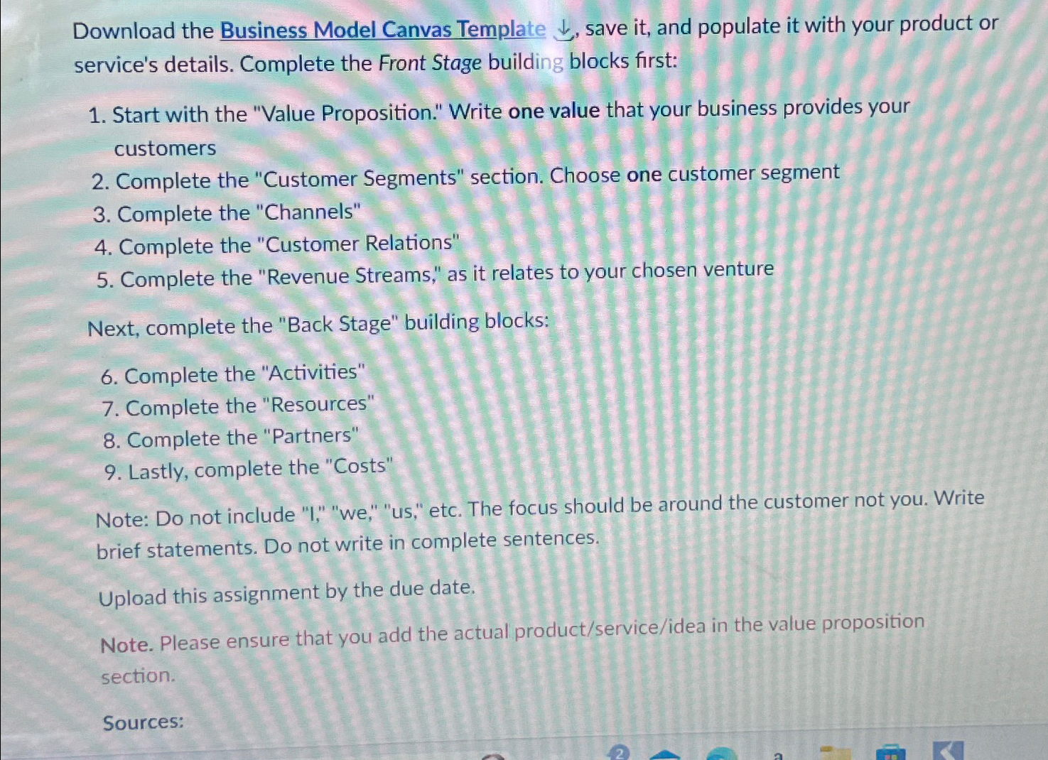 Solved Download the Business Model Canvas Template darr, | Chegg.com