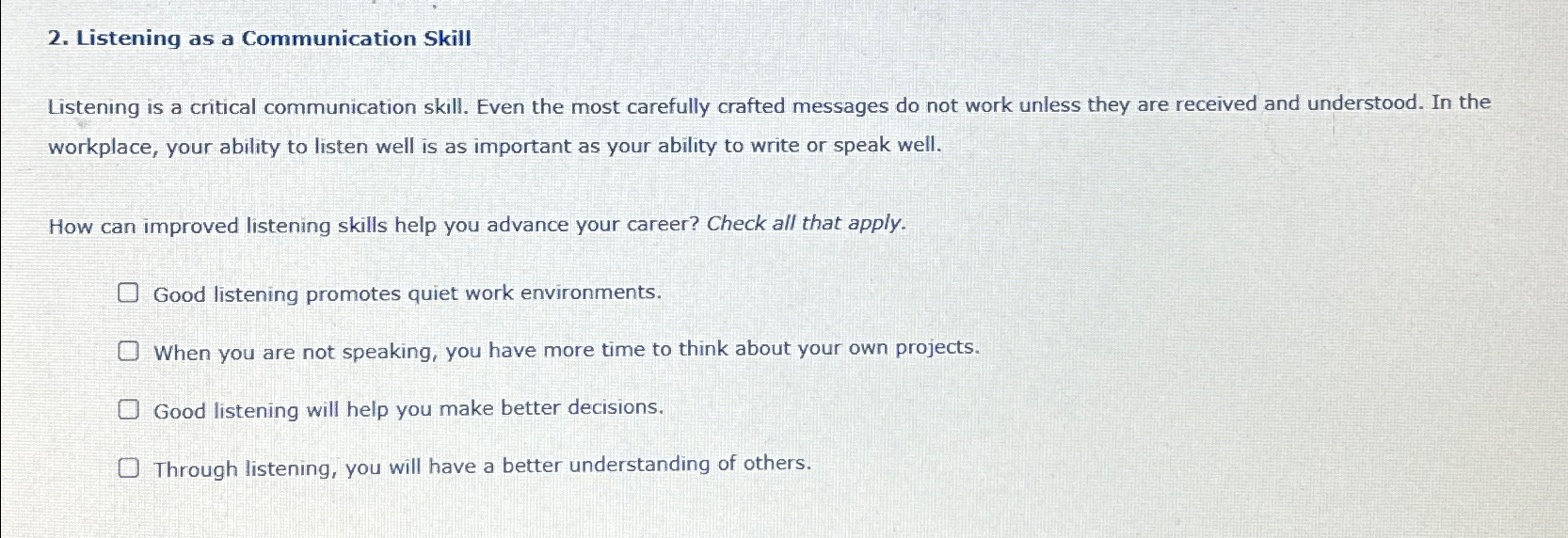 Solved Listening as a Communication SkillListening is a | Chegg.com