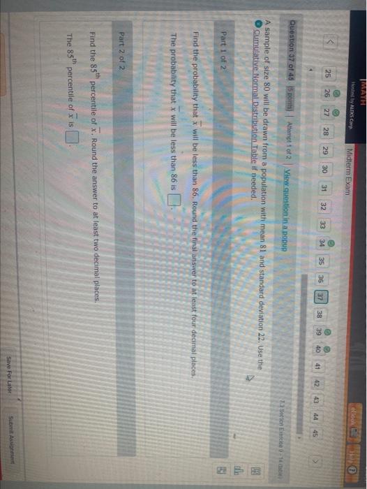 Solved MATH osted by ALEKS Corp elek Midterm Exam 5 25 26 27 | Chegg.com