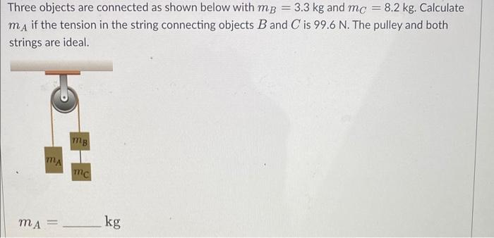 Solved Three objects are connected as shown below with me = | Chegg.com