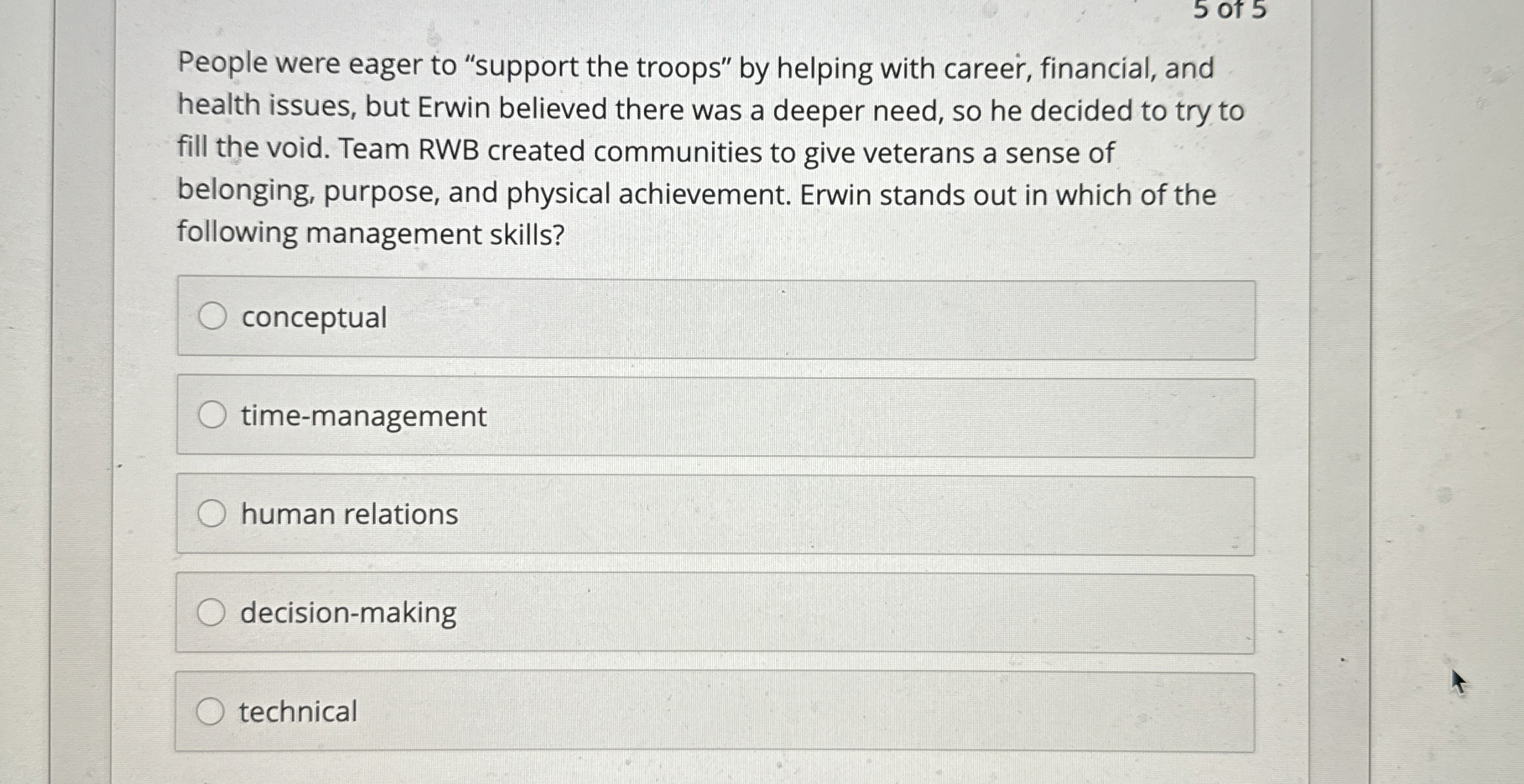 Solved 5 ﻿of 5People were eager to "support the troops" by | Chegg.com