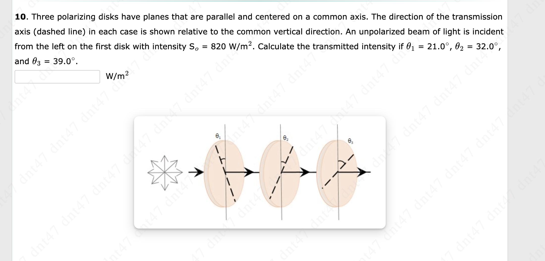 Three polarizing disks have planes that are parallel | Chegg.com
