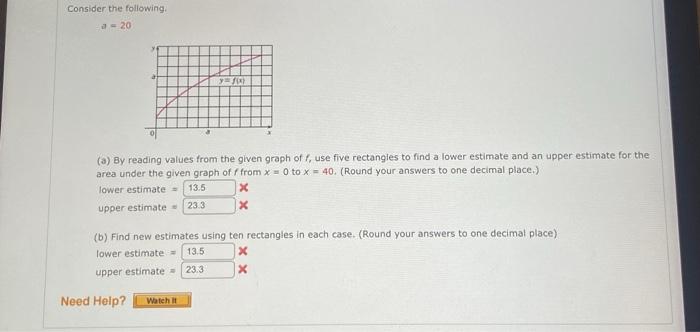 Consider the following. a=20 (a) By reading values | Chegg.com