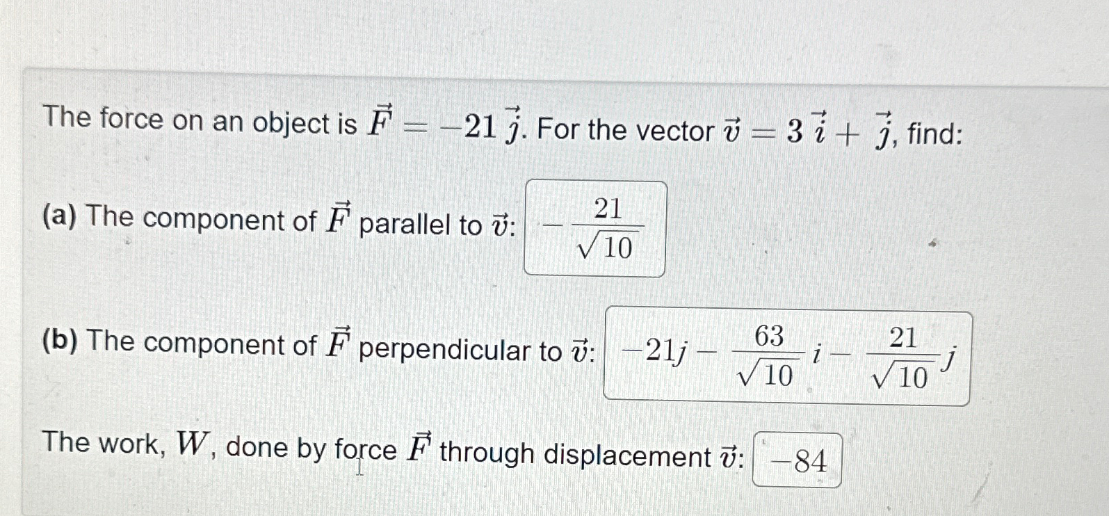 Solved The force on an object is vec(F)=-21vec(j). ﻿For the | Chegg.com