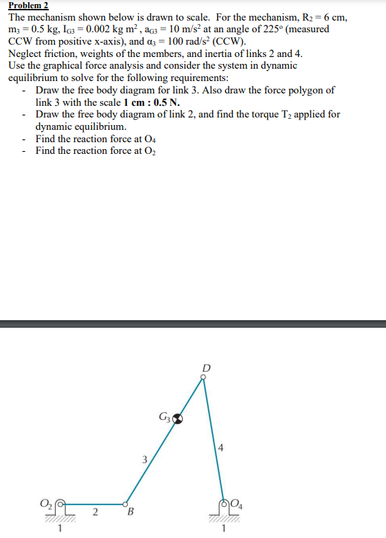 [Solved]: Problem 2 The mechanism shown below is drawn to