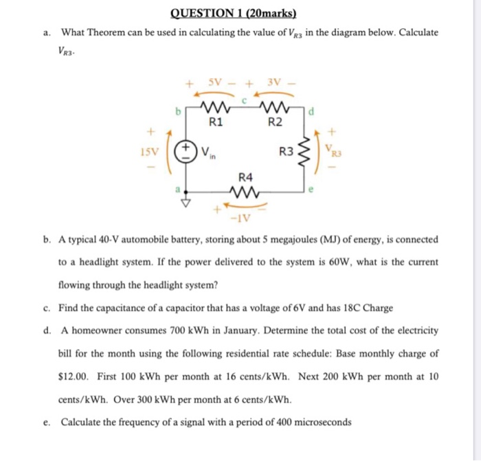 Solved QUESTION 1 (20marks) a. What Theorem can be used in | Chegg.com