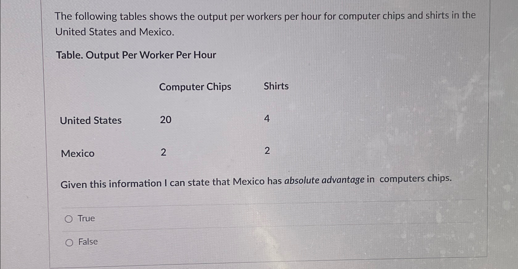 Solved The following tables shows the output per workers per | Chegg.com