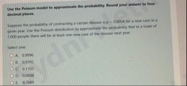 Solved Use the Poisson model to approximate the probablity. | Chegg.com