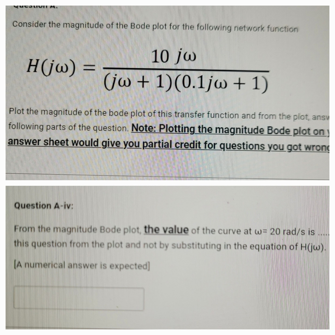 Solved Consider the magnitude of the Bode plot for the | Chegg.com