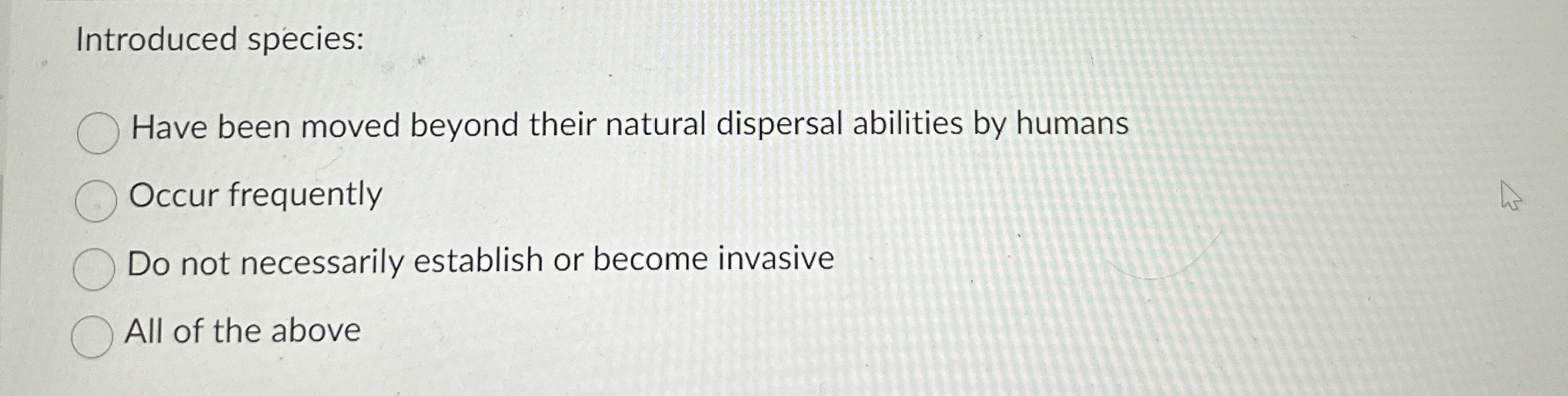 Solved Which of the following is an example of an invasive | Chegg.com