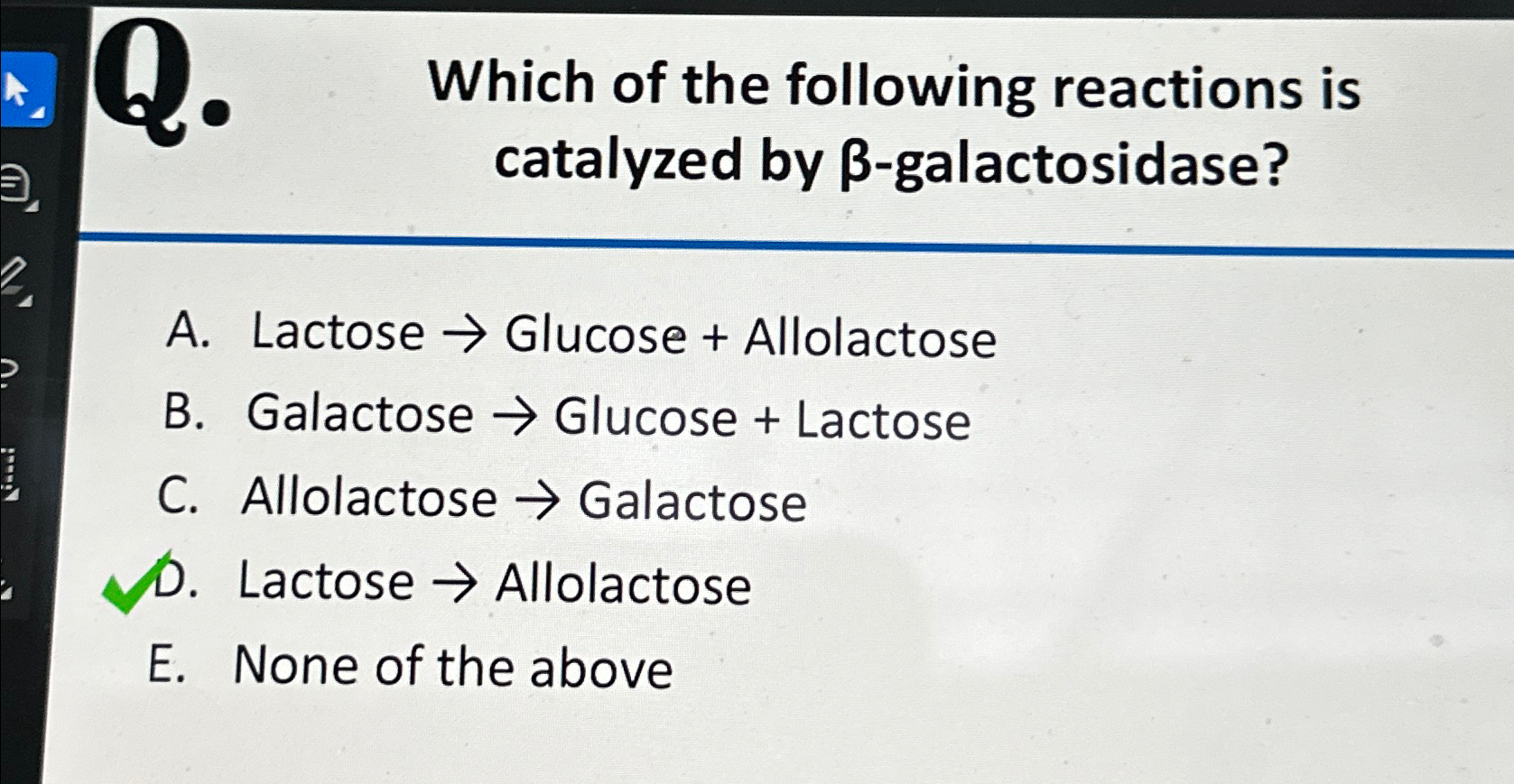 Solved Which of the following reactions is catalyzed by | Chegg.com