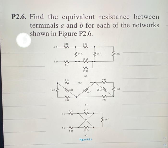 Solved P2.6. Find the equivalent resistance between | Chegg.com