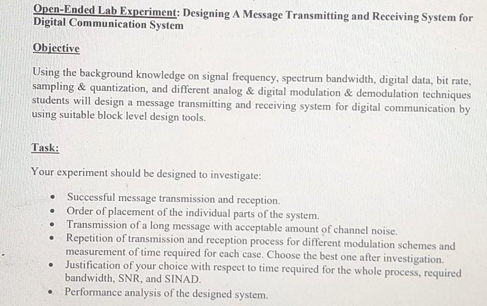 Open-Ended Lab Experiment: Designing A Message | Chegg.com