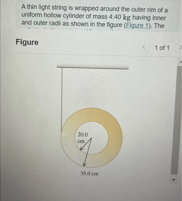 Solved A thin light string is wrapped around the outer rim | Chegg.com