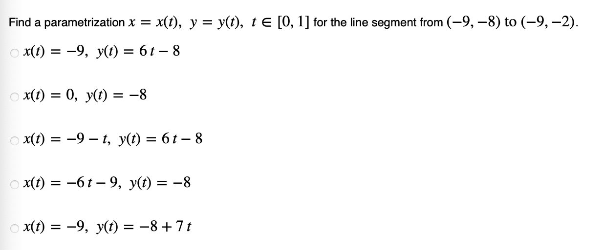 Solved Find a parametrization x=x(t),y=y(t),tin[0,1] ﻿for | Chegg.com