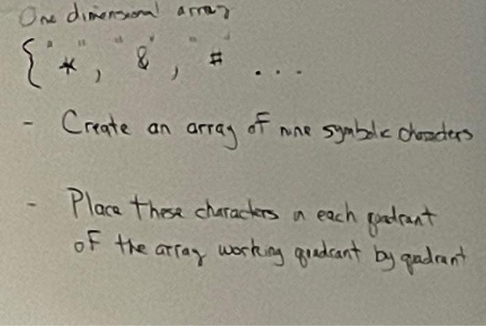 Solved One dimensoul amaz - Create an array of nine symbole | Chegg.com