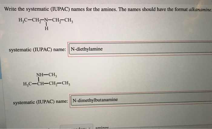 Solved Write the systematic (IUPAC) names for the amines. | Chegg.com