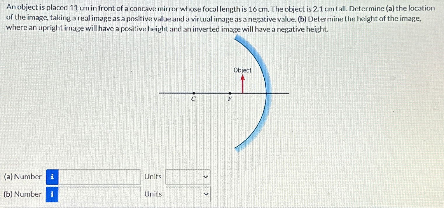 Solved An object is placed 11cm ﻿in front of a concave | Chegg.com
