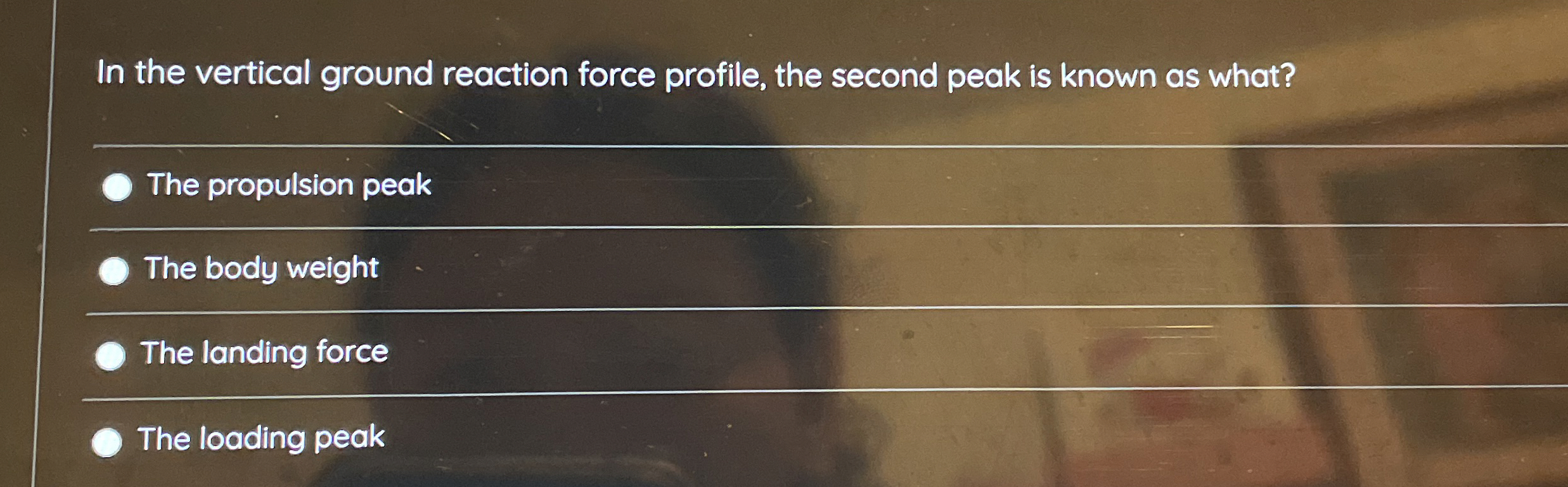 Solved In the vertical ground reaction force profile, the | Chegg.com