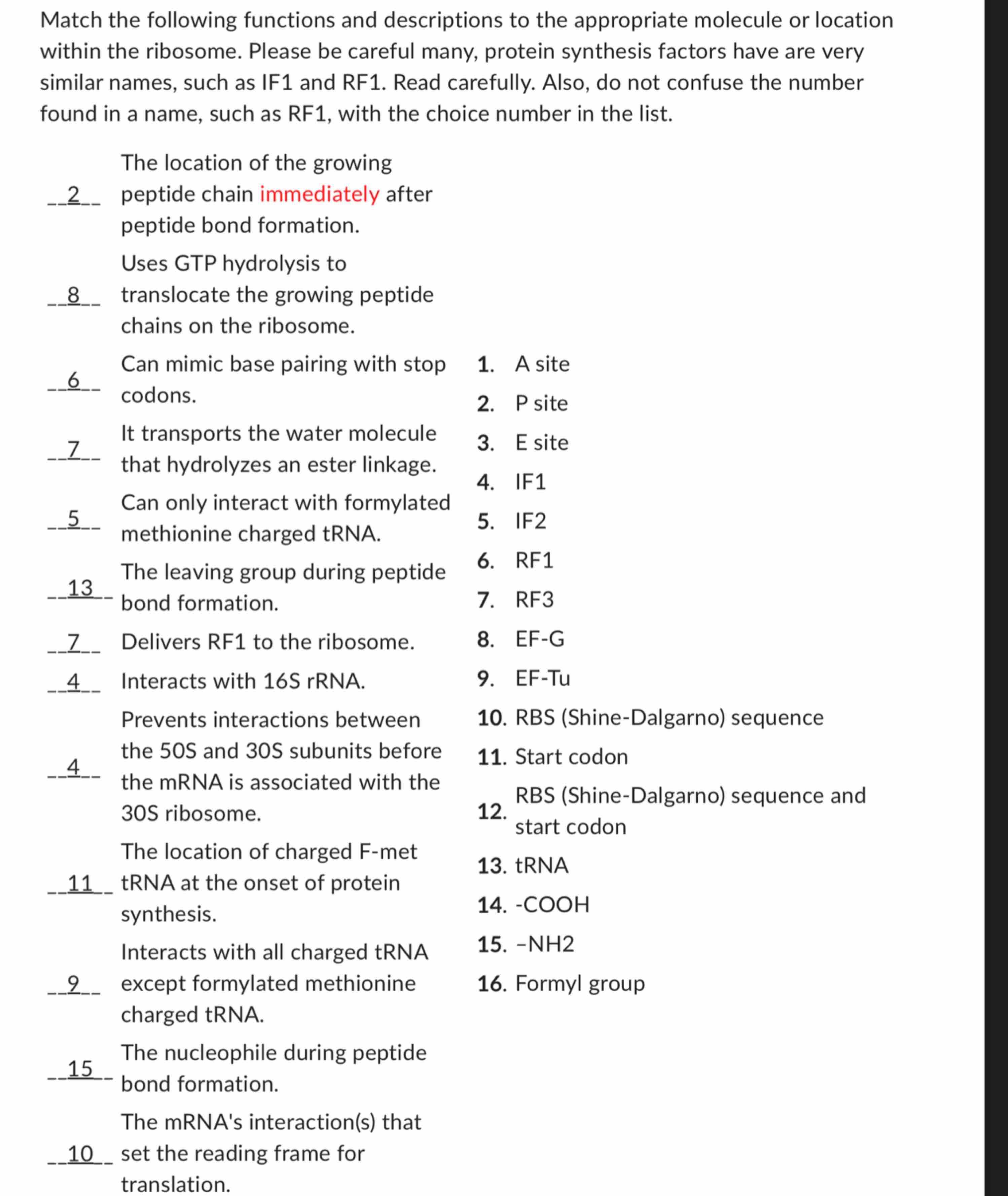 Solved Match the following functions and descriptions to the | Chegg.com