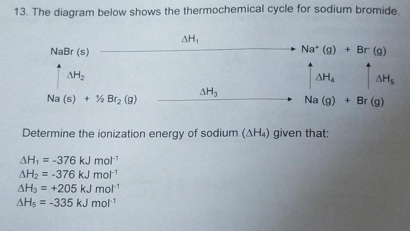 Solved 13. The diagram below shows the thermochemical cycle | Chegg.com