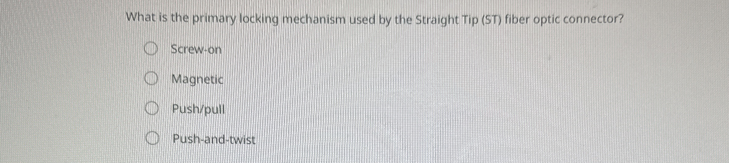 Solved What is the primary locking mechanism used by the | Chegg.com