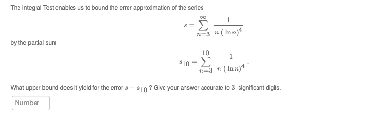 Solved The Integral Test enables us to bound the error | Chegg.com