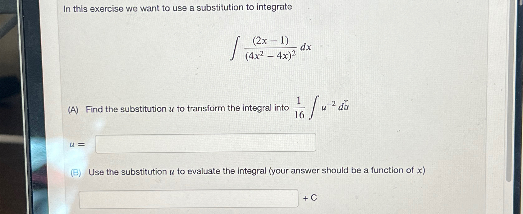 Solved In this exercise we want to use a substitution to | Chegg.com