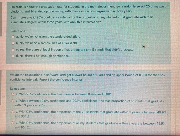 Solved I'm curious about the graduation rate for students in | Chegg.com