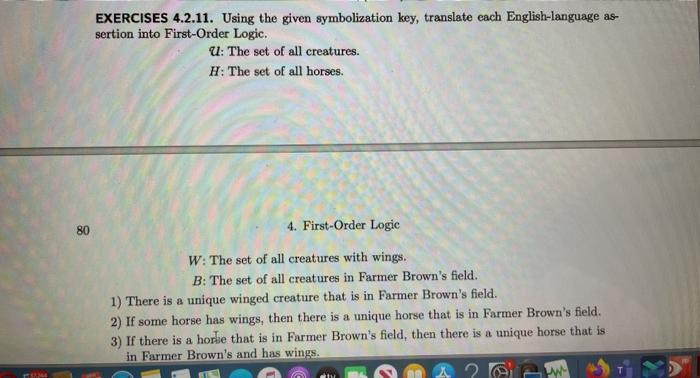 Solved EXERCISES 4.2.11. Using the given symbolization key, | Chegg.com