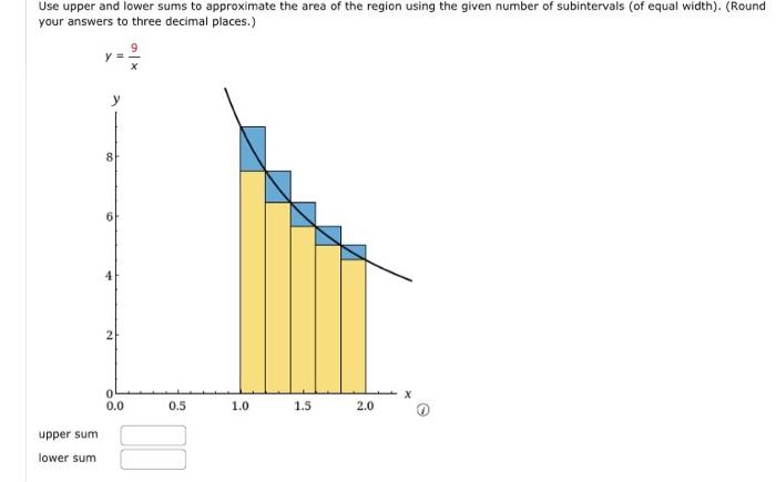 Solved Use upper and lower sums to approximate the area of | Chegg.com