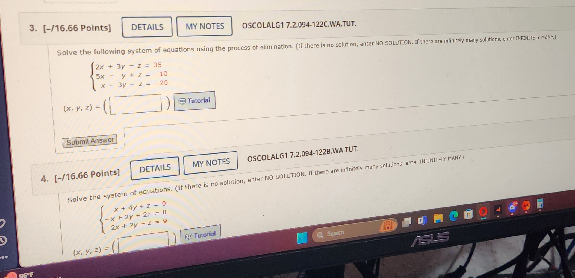 Solved [-/16.66 ﻿Points]OSCOLALG1 7.2.094-122C.WA.TUT.Solve | Chegg.com