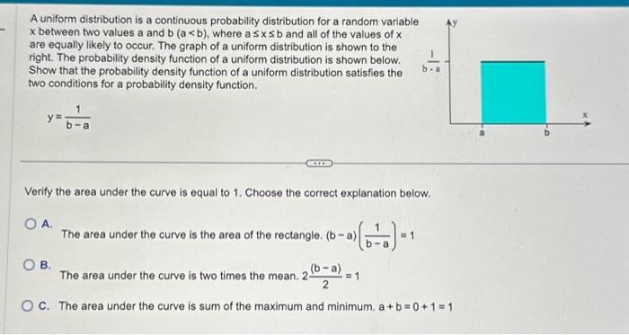 Solved A uniform distribution is a continuous probability | Chegg.com