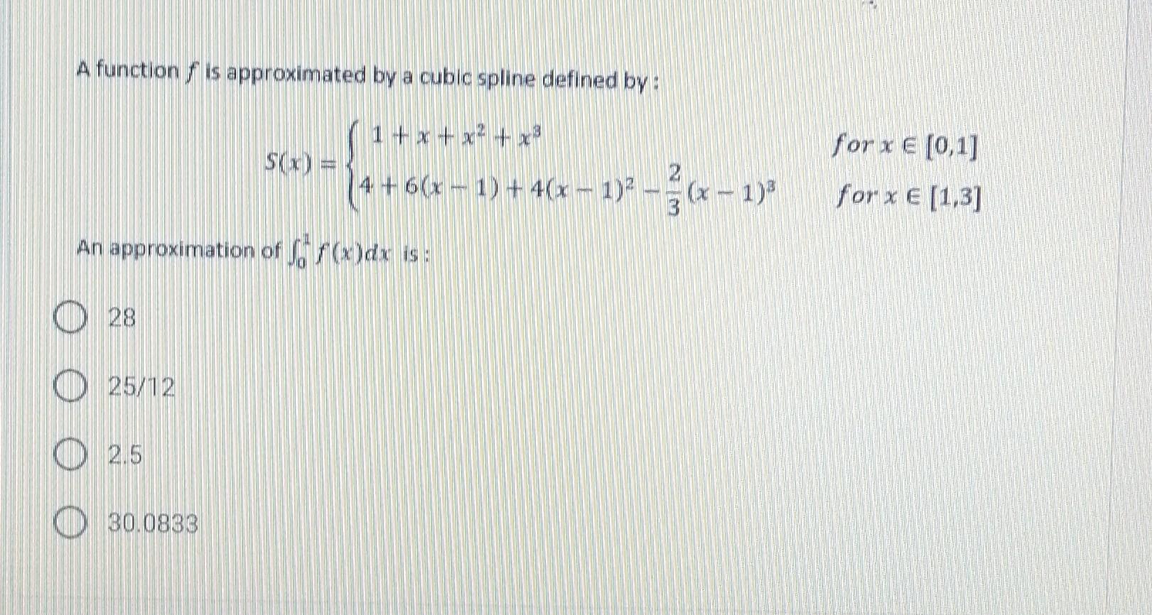 Solved A function f is approximated by a cubic spline | Chegg.com