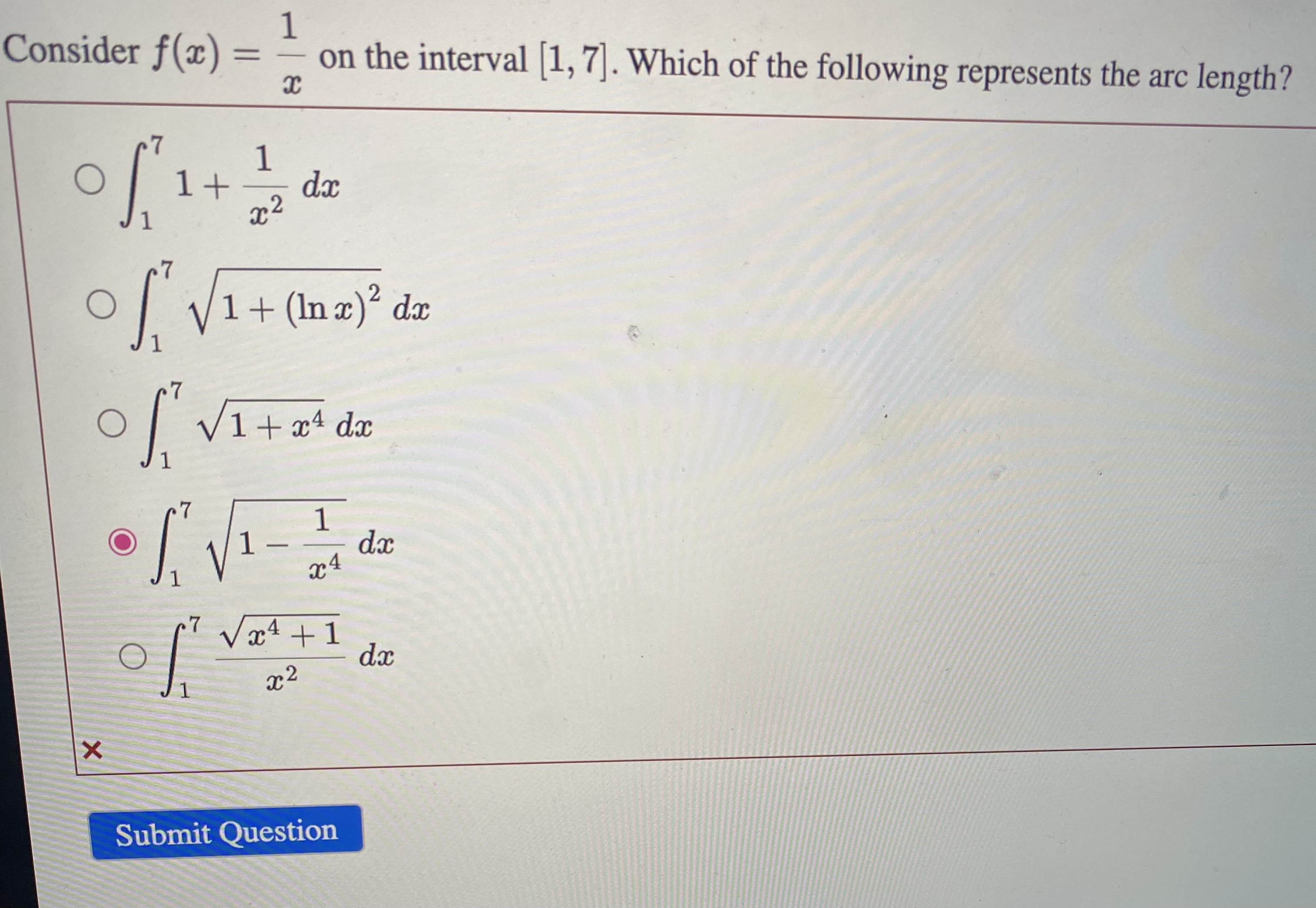 Solved Consider f(x)=1x ﻿on the interval 1,7. ﻿Which of the | Chegg.com