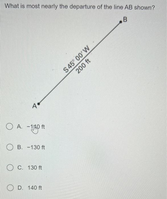 Solved What is most nearly the departure of the line AB | Chegg.com
