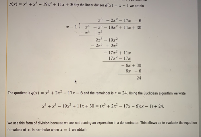Solved 31 Euclidean Division Of Polynomials We Know 