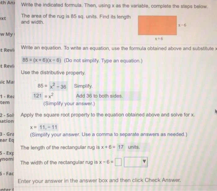 Solved Write the indicated formula. Then, using x as the | Chegg.com