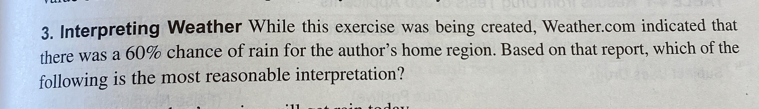Interpreting Weather While this exercise was being | Chegg.com