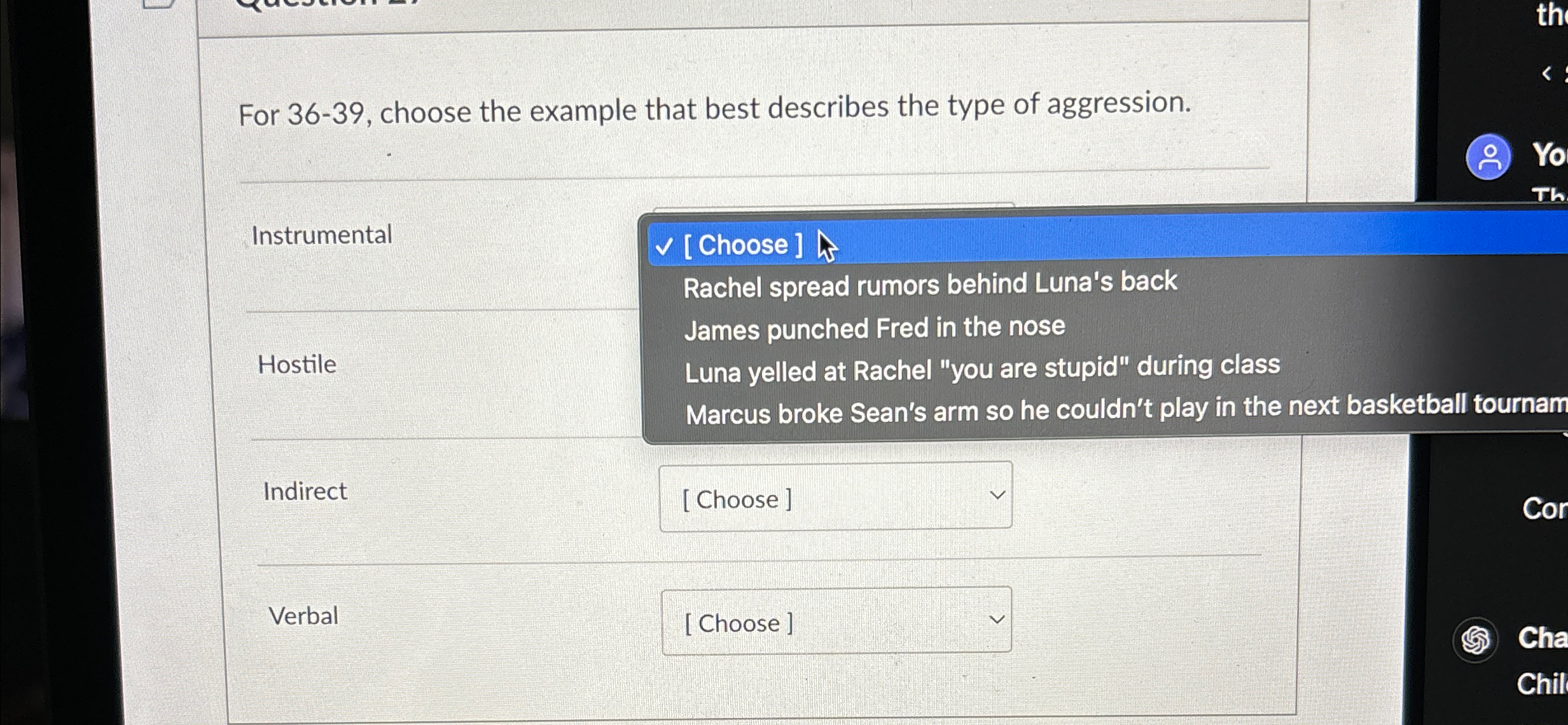 Solved For 36-39, ﻿choose the example that best describes | Chegg.com