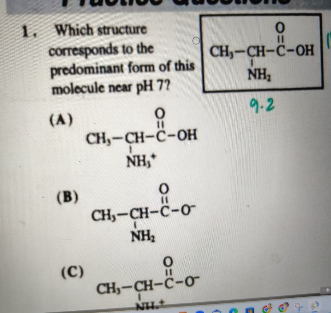 Solved Which structure corresponds to the predominant form | Chegg.com