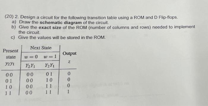 (20) 2. Design a circuit for the following transition | Chegg.com