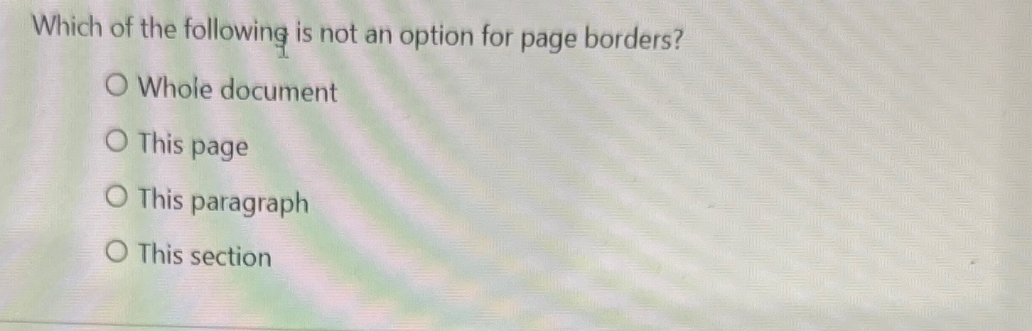 Solved Which of the following is not an option for page | Chegg.com