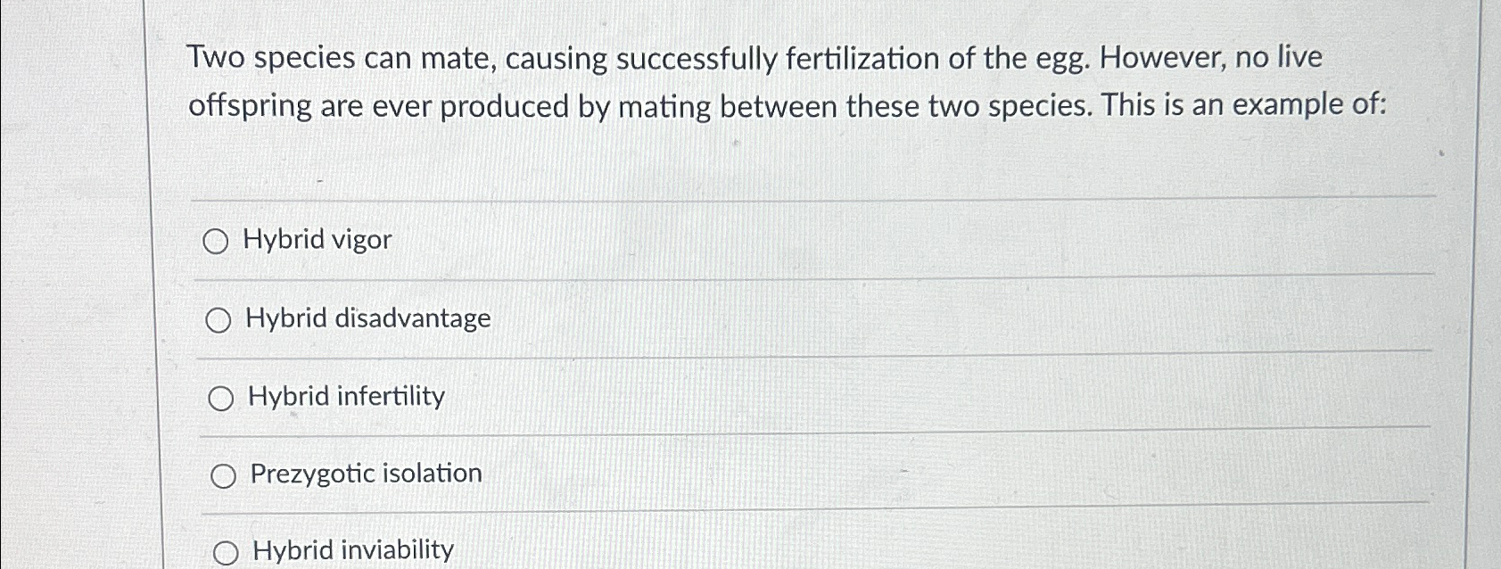 Solved Two species can mate, causing successfully | Chegg.com