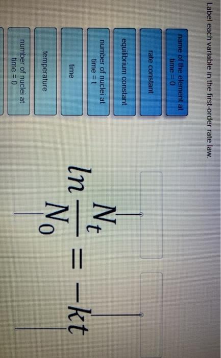 Solved Label each variable in the first-order rate law name | Chegg.com