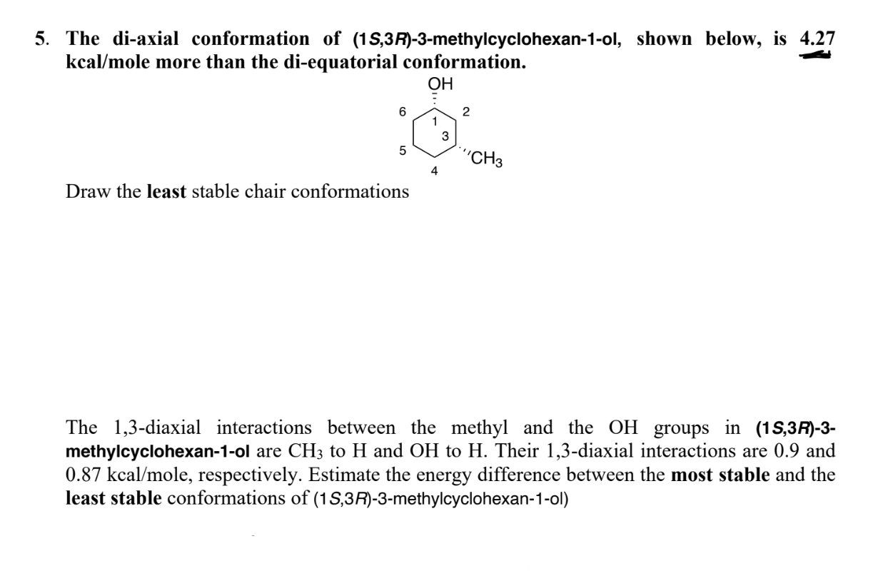 Solved The 1,3-diaxial interactions between the methyl and | Chegg.com
